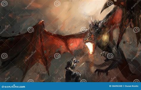 Knight Fighting Dragon Stock Illustration Illustration Of Dragon
