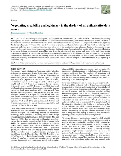 PDF Negotiating Credibility And Legitimacy In The Shadow Of An Authoritative Data Source