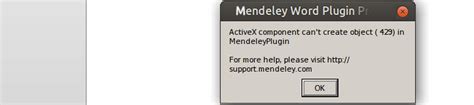 Как исправить проблему Mendeley Word Plugin Activex Component Cant Create Object 429