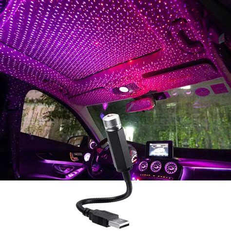 로맨틱 Led 자동차 지붕 별빛 야경 조명 프로젝터 갤럭시 분위기 램프 Usb 전원 장식 조명 조절 가능한 차량 인테리어