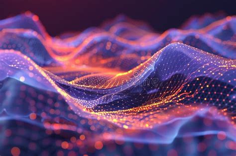 Abstract Digital Landscape With Glowing Lights Stock Illustration Illustration Of Bright