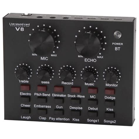 v8 sound card audio set interface external usb live microphone sound