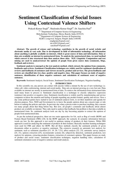 Pdf Sentiment Classification Of Social Issues Using Contextual