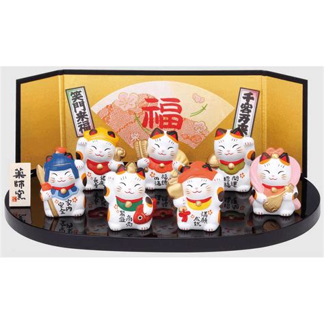 日本【藥師窯】錦彩七福神招財貓套組