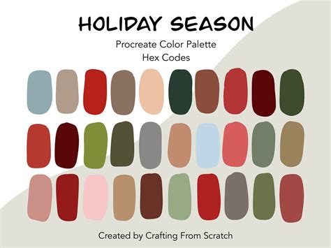 Procreate Color Palette And Hex Code Color Palette Holiday Etsy