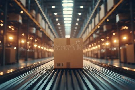Cardboard Box On Conveyor Belt In Warehouse Stock Illustration Illustration Of Speed Chain