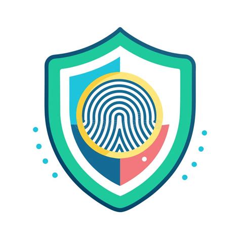 Fingerprint Security Shield Icon Digital Identity And Biometric Protection Stock Vector