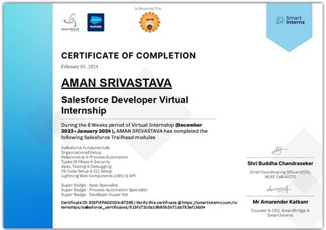 Aman Srivastava On Linkedin Smartinternz Salesforce Trailhead Salesforcedeveloper Internship