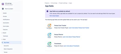 managing tempo app fields in jira team managed projects
