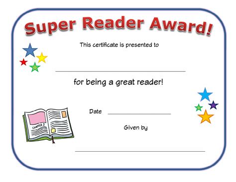 Super Reader Award Certificate Template Book Download Printable Pdf