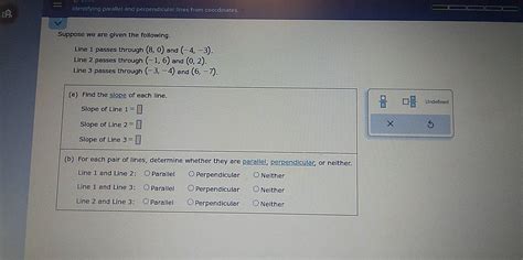 Solved A Identifying Parallel And Perpendicular Lines From
