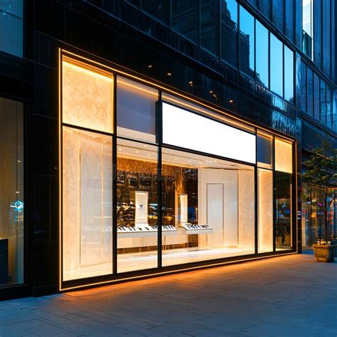 Luxury Retail Store Night Exterior Modern Building Showcase Window
