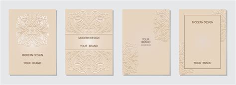 우아한 커버 세트 수직 템플릿 가벼운 엠보싱 배경의 컬렉션 로고 모노그램 초대장 전단지 메뉴 배경에 대한 3d 패턴 동양 아시아 인도 멕시코의 민족 스타일 0명에 대한 스톡