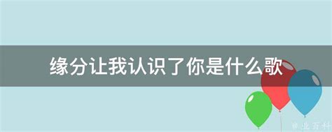 缘分让我认识了你是什么歌 业百科