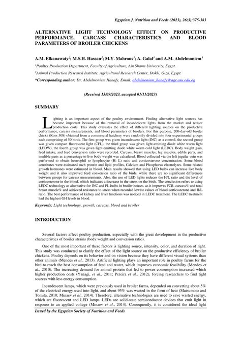 Pdf Alternative Light Technology Effect On Productive Performance Carcass Characteristics And