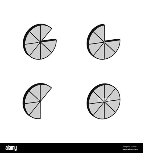 Gray Pie Chart Circular Segment Design Data Infographic Icon Simple Monochrome Style Stock