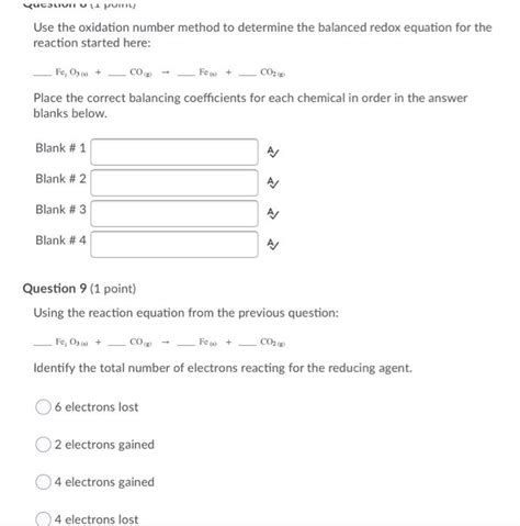 Solved чисән орон Use the oxidation number method to Chegg com