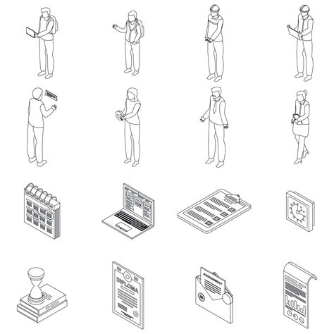 Assignment Icons Set Vector Outline 16814282 Vector Art At Vecteezy