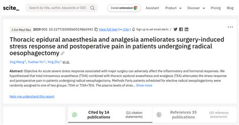 Thoracic Epidural Anaesthesia And Analgesia Ameliorates Surgery Induced Stress Response And