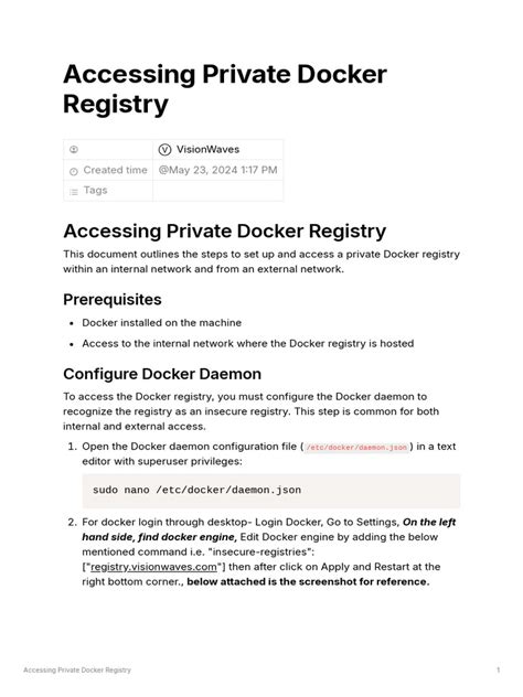 Accessing Private Docker Registry Updated Pdf Windows Registry Sudo