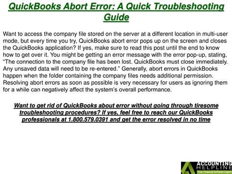Ppt Completely Resolve Quickbooks Abort Error With These Easy Steps Powerpoint Presentation