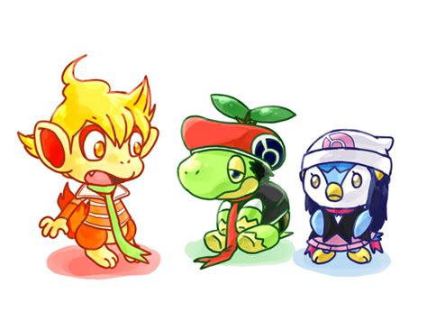 Piplup Turtwig Chimchar Platinum Berlitz Diamond And 1 More Pokemon And 1 More Drawn By