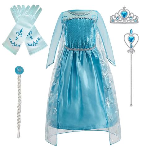 어린이 드레스 어린 소녀 스노우 퀸 메쉬 옷 키즈 프린세스 댄스 3 4 5 6 7 8 9 10 년 의류 코스프레 블루 의상 드레스 Aliexpress
