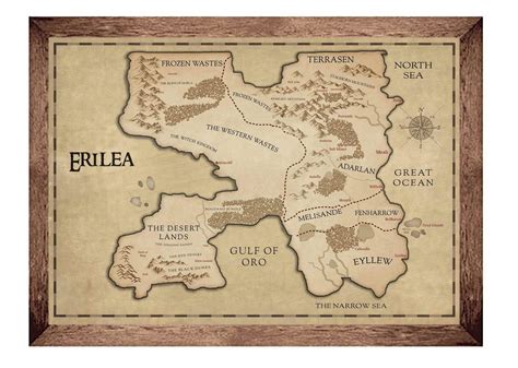 Erilea Map Throne Of Glass Erilea Map Vintage Style Sarah J Maas