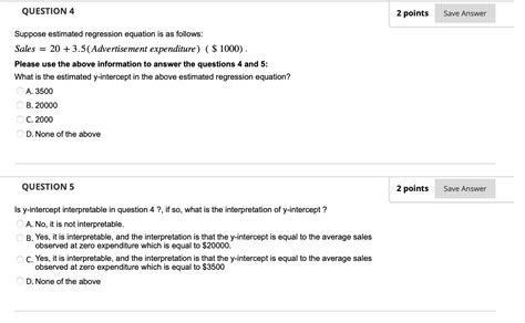 Solved Suppose Estimated Regression Equation Is As Follows