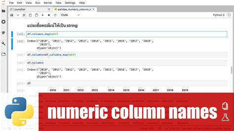 สอน pandas การทำงานกับคอลัมน์ที่มีชื่อเป็นตัวเลข numeric column name