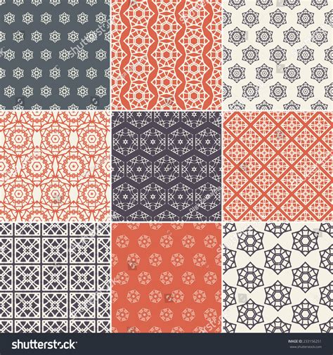 Set Nine Vector Seamless Geometrical Patterns Stock Vector Royalty Free 233156251 Shutterstock