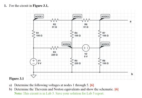 Solved 1 For The Circuit In Figure 3 1 Figure 3 1 A Chegg Com
