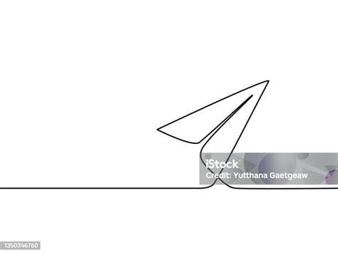 흰색 배경에 메시지를 보내는 종이 평면의 연속 선 도면입니다 벡터 일러스트레이션 개념에 대한 스톡 벡터 아트 및 기타 이미지 개념 공예 날기 Istock