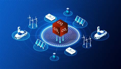 Industry Decarbonization Concept Line Icons With Text Stock Vector Illustration Of Element