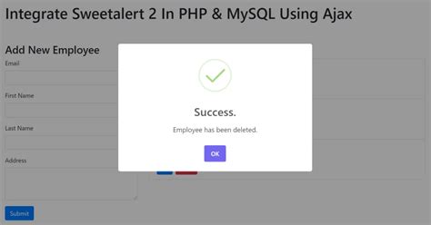 Integrate Sweetalert 2 In Php And Mysql Using Ajax