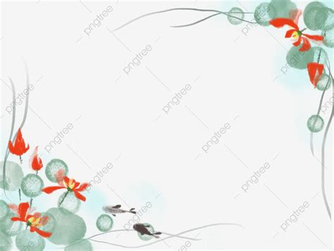 Ink Lotus White Transparent Ink Lotus Border Ink Lotus Leaf Lotus Small Fish PNG Image For