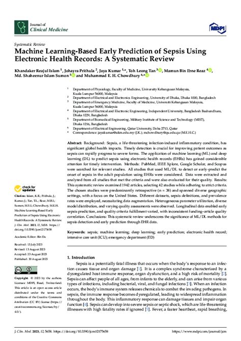 Pdf Machine Learning Based Early Prediction Of Sepsis Using