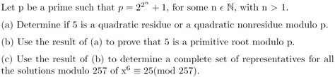 Solved be a prime such that p ² for some n N Chegg