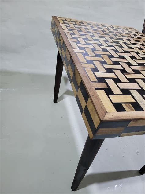 The Small Moroccan Table Made Of Walnut Wood And White Resin Etsy