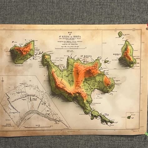 World Bathymetry Shaded Relief Map Detailed Topography Vintage