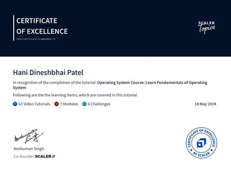 Hani Patel On Linkedin Hello Everyone Here I Completed Operating System Course From Scaler