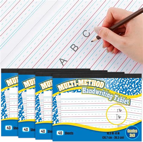Henoyso Handwriting Paper 4 Pack Primary Writing Tablets