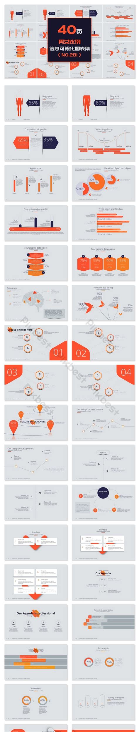 40 Page Male To Female Ratio Information Visualization Ppt Chart PowerPoint PPTX Template Free