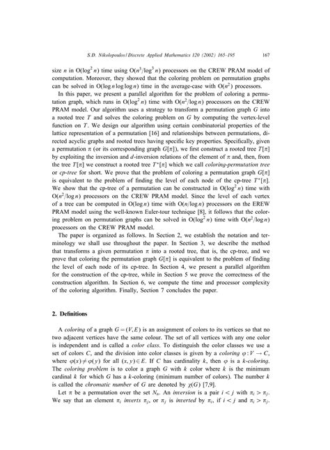Solution Coloring Permutation Graphs In Parallel Studypool