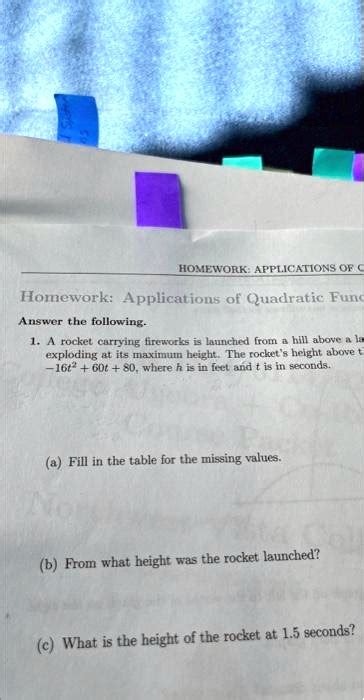 Solved Texts Homework Applications Of Quadratic Functions Homework Applications Of Quadratic