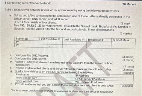 Connecting A Client Server Network Marks Chegg
