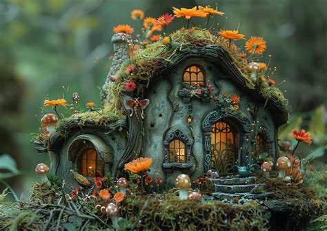 Enchanted Grove With Lilliputian Fantasy Creatures Premium Ai Generated Image