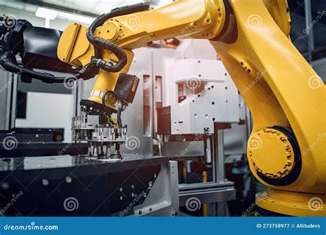 A Robotic Arm With A Gripper And A Drill Attached Working On An