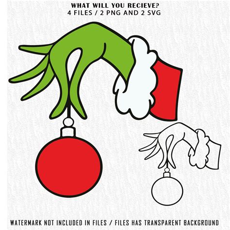 Grinch Hand Holding Ornament Svg Layered Item Clipart Etsy Uk