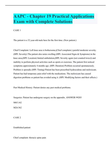 Aapc Chapter 19 Practical Applications Exam With Complete Solutions Aapc Stuvia Us